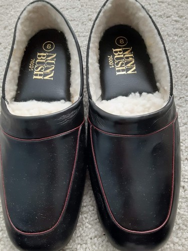 Men Slipper- Nunn Bush Size 8 - Black with Fur Lining - Split Leather ...