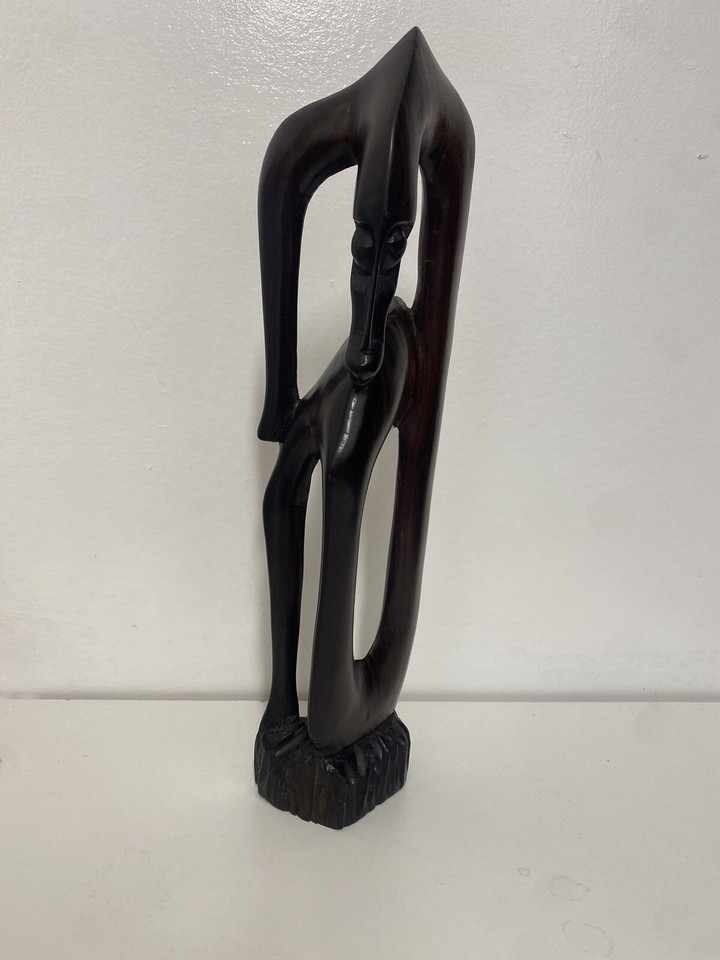 Hand-carved Abstract Wooden Thinking Man Sculpture African Tribal Art ...