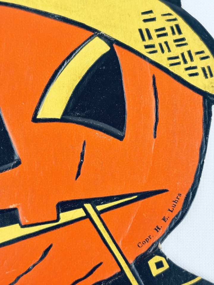 Vintage Halloween Pumpkin Face H E Luhrs - Die Cut Decoration | eBay UK