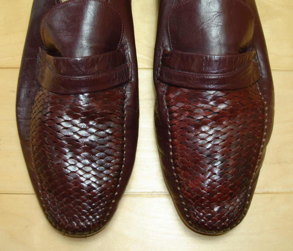Sz 13 EXTRA WIDE BARKER/HITCHCOCK Men's Burgundy Woven Leather Shoes ...