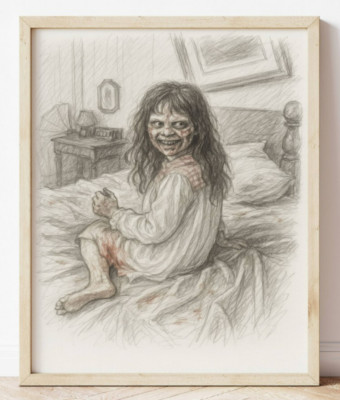 THE EXORCIST MOVIE DRAWING PRINT PORTRAIT SKETCH 8" x 10" HORROR PRINT ...