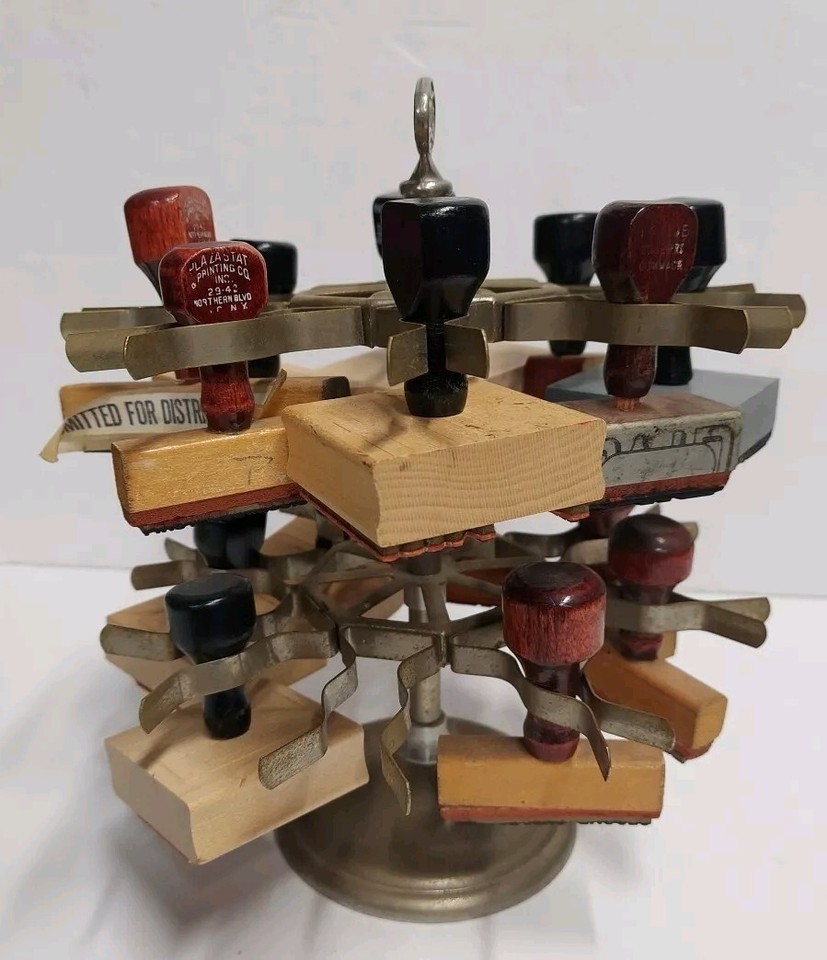 Vintage Achilles 16 Rubber Stamp Holder Carousel Stand Revolving Desk ...
