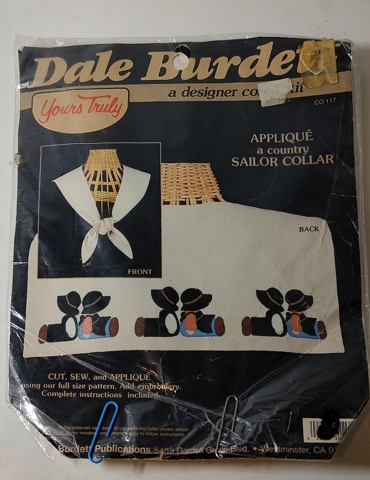 Vintage Dale Burdett Collar Kit Yours Truly Applique A Country Sailor ...
