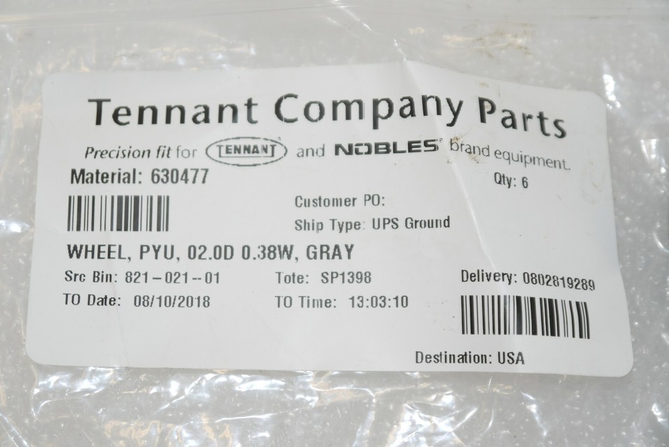 TENNANT NOBLES 630477 POLYURETHANE MOLDED WHEEL SQUEEGEE SCRUBBER 5500 ...