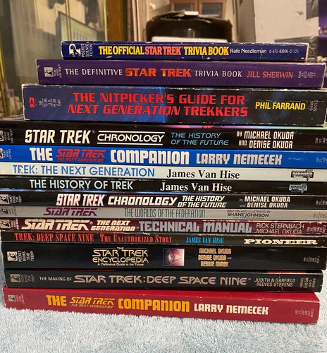 Lot of 14 Star Trek Books: Mass Market, HC, Encyclopedia- TOS, TNG ...