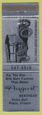 Matchbook Cover - AJ August Men's Clothes Pekin IL | eBay