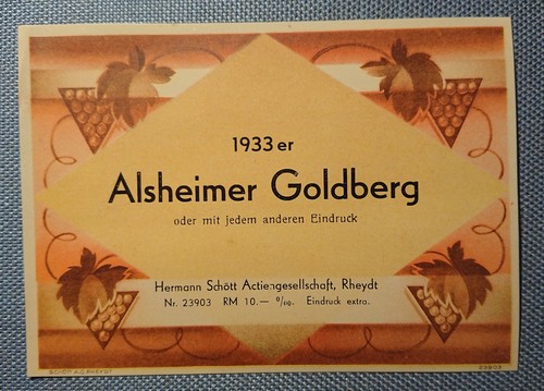 Old Wine Label Sample Label Label 1933 Alsheimer Goldberg Schött Rheydt ...