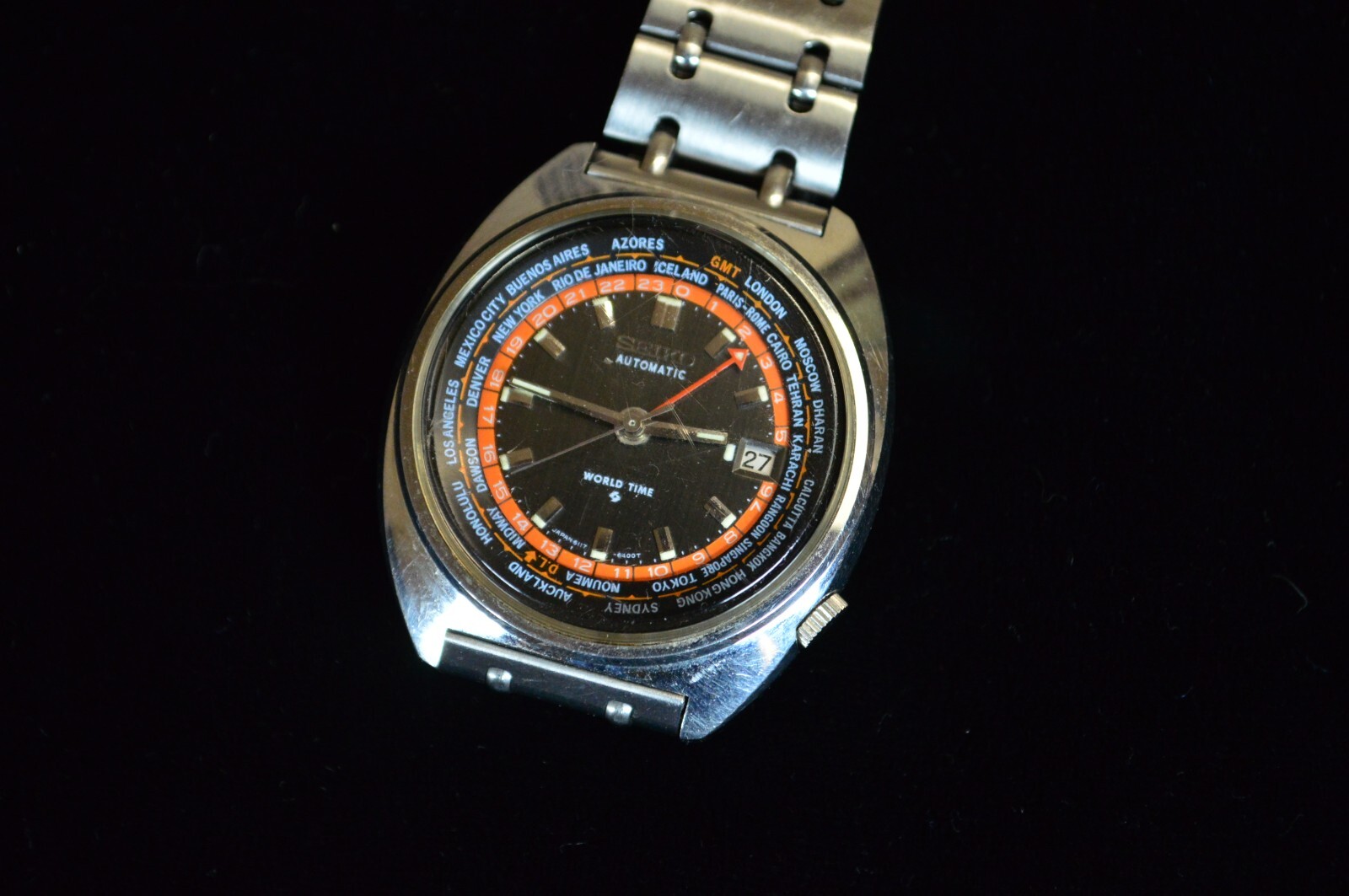 1970 Vintage Seiko World Time Automatic Watch Rare Bl… - Gem