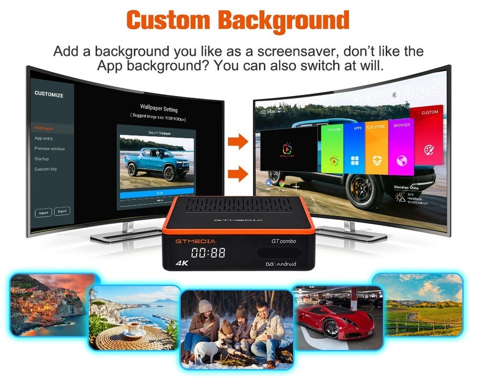 GTMEDIA GTCOMBO 4K FTA Satellite DVB-S/S2/S2X Receiver Android 9.0 ...