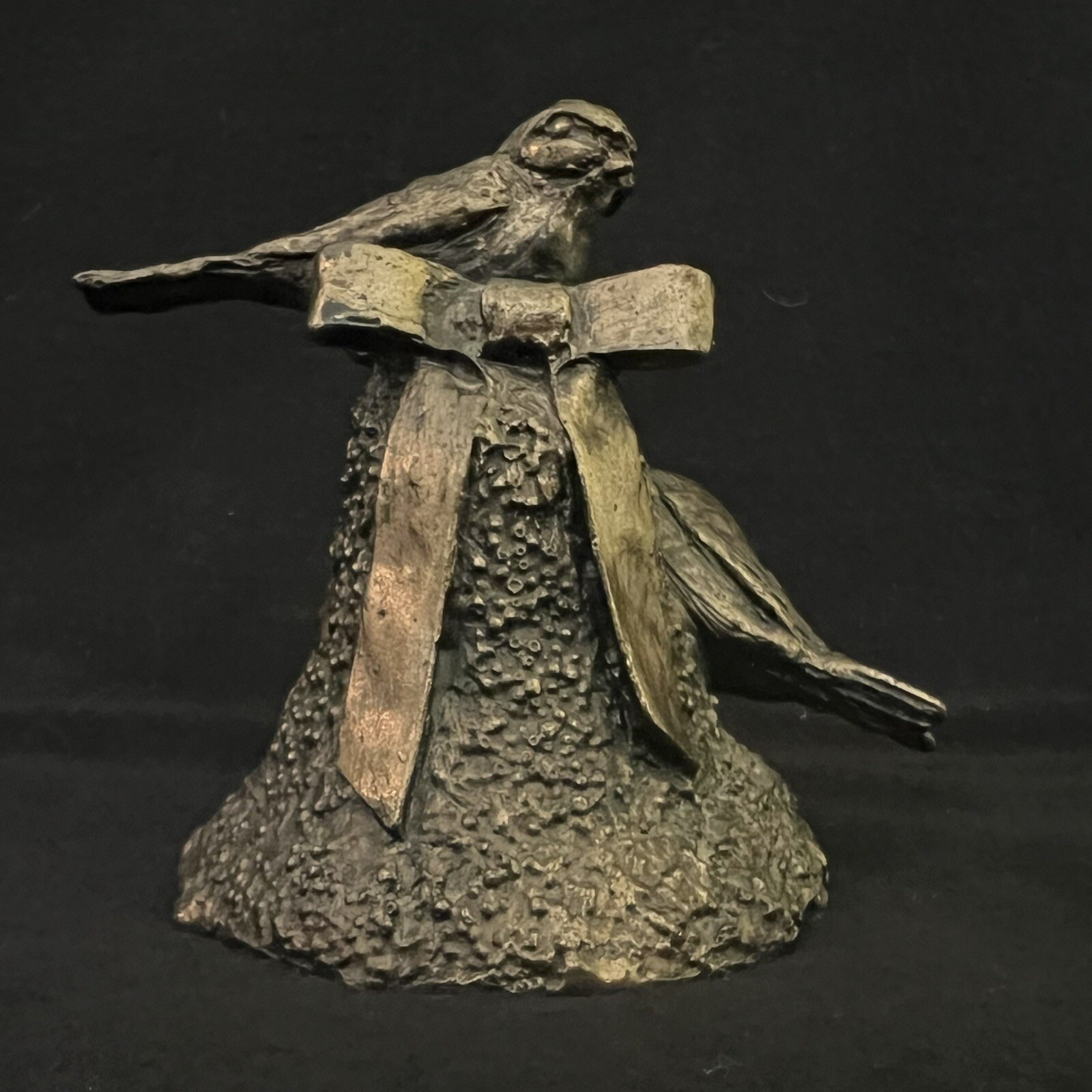 Vintage 1983 Wally Shoop Bronze Finch Bird Bell Two Birds Signed 3.25 ...