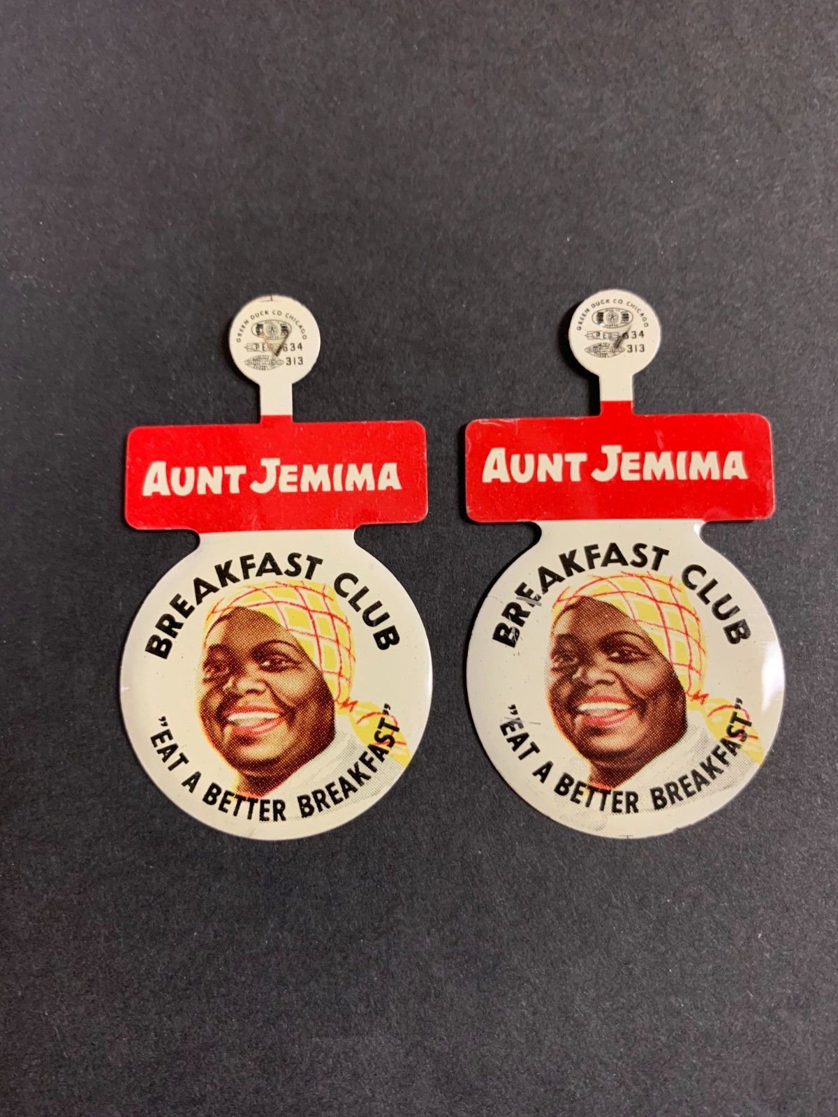 (2) 1950's Breakfast Club Pins, Union Bug - Green Duck of Chicago, NM ...