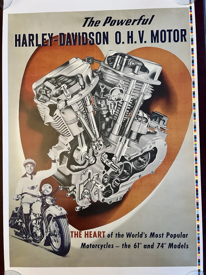 Harley Davidson advertisement OHV engine the knucklehead model poster ...