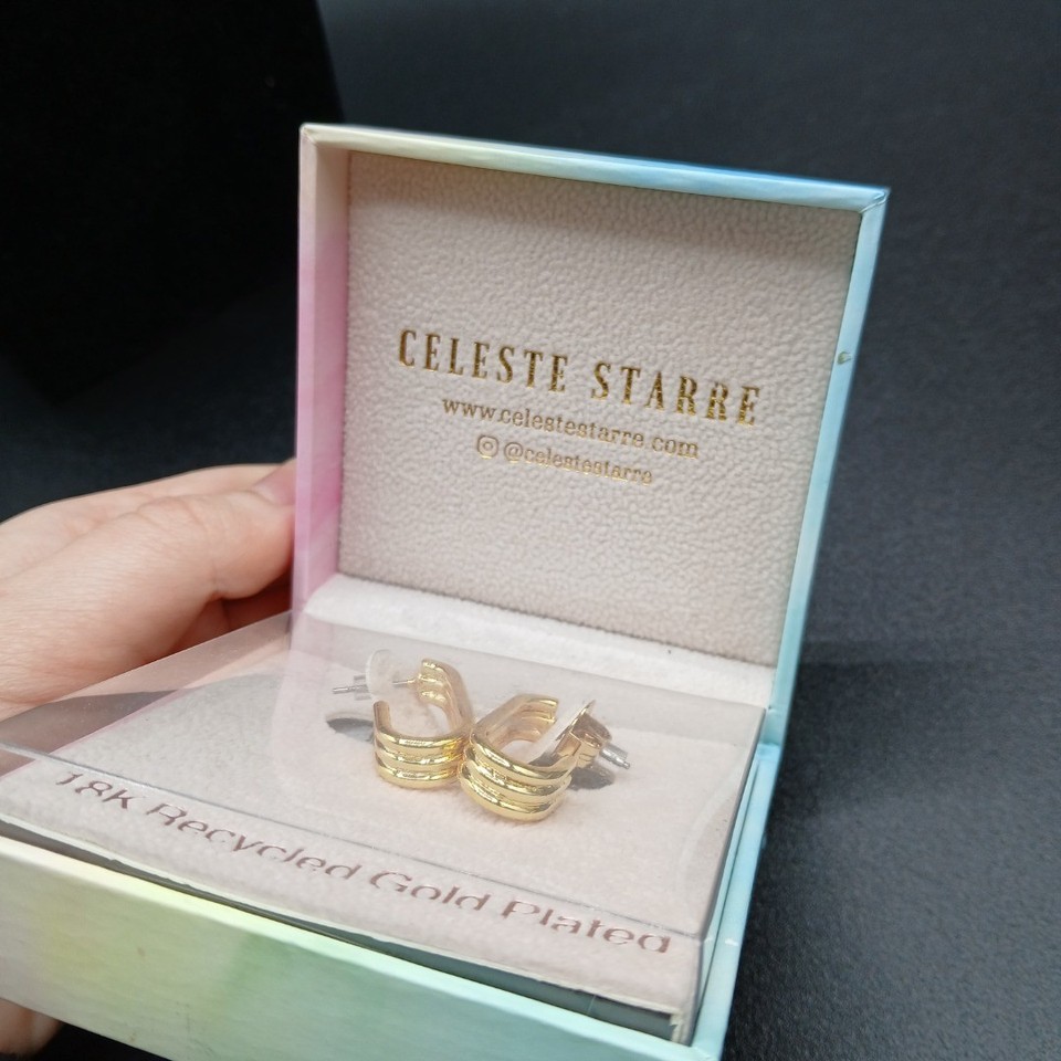 Celeste Starre 18k Recycled Gold Plated Triple Hoop Earrings NIB -WRDC ...