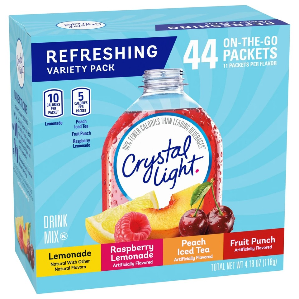 Crystal Light Refreshing Variety Pack, 44 ct On-the-Go Packets, Powders ...