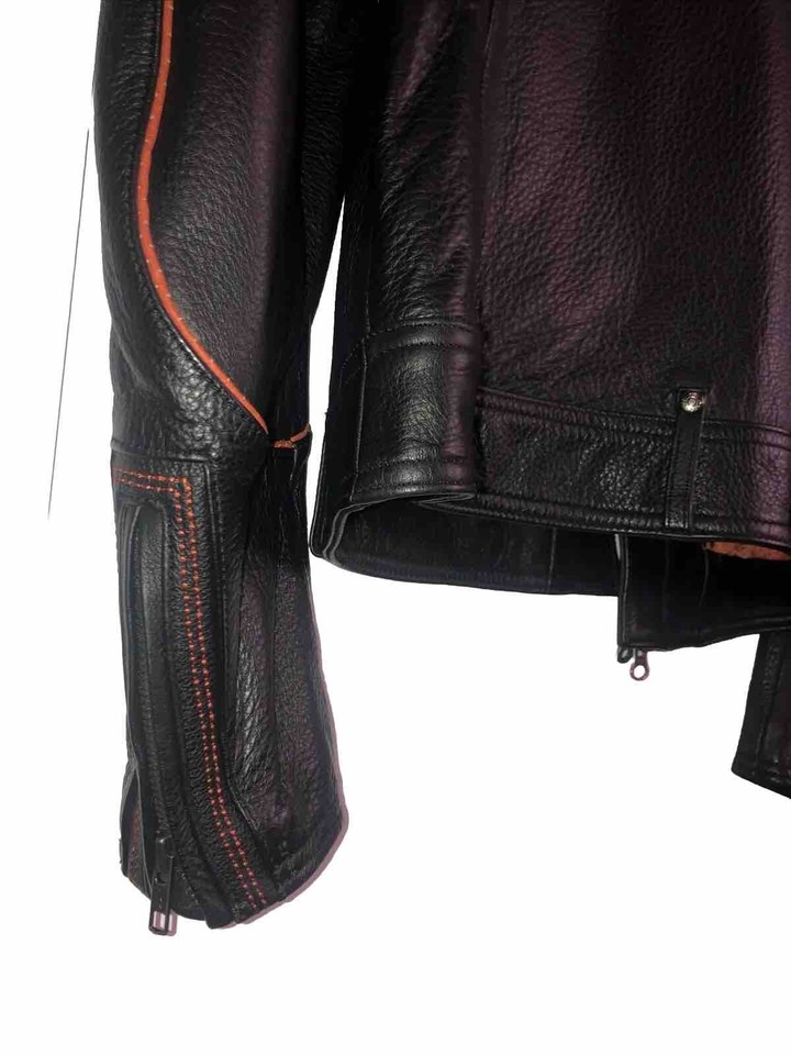 Women Harley Davidson Genuine Leather Riding Jacket Large Zip Pit ...