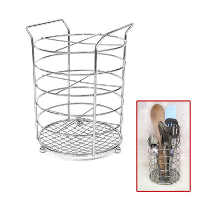 Cutlery Holder Stand Kitchen Drainer Pot Utensil Stainless Steel Rack ...