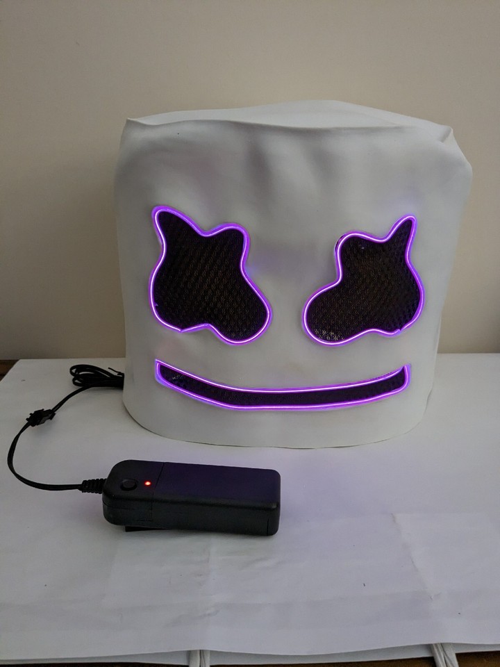 Marshmallow MarshMello LED DJ Mask Full Head Helmet Halloween Cosplay ...