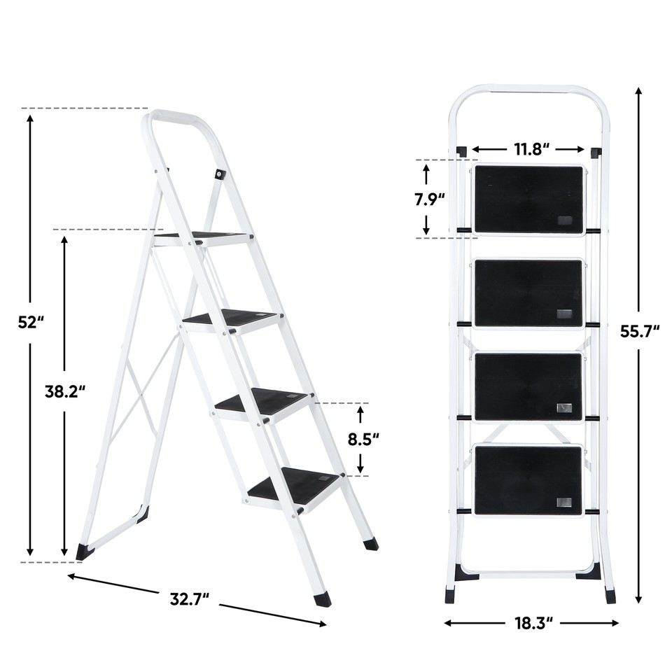 4 Step Ladder with Convenient Handgrip Anti-Slip Sturdy and Wide Pedal ...