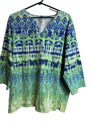 Endless Designs Women’s Blue and Green Tee Shirt Size 2XL | eBay