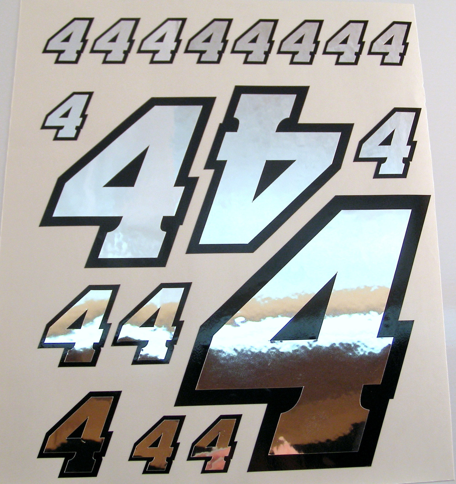 Racing Numbers Number 4 Decal Sticker Pack Silver Black 1/8 1/10 RC ...