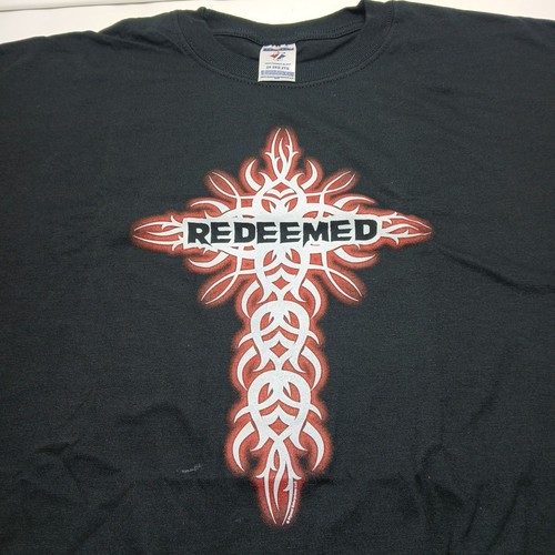 Redeemed Tribal Flame Cross Jerzees Short Sleeve BLACK T-shirt Graphic ...