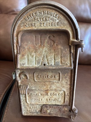 Vintage 1899 Bates Hawley US MAIL Style 3A Mailbox W/ Cast Iron Door ...
