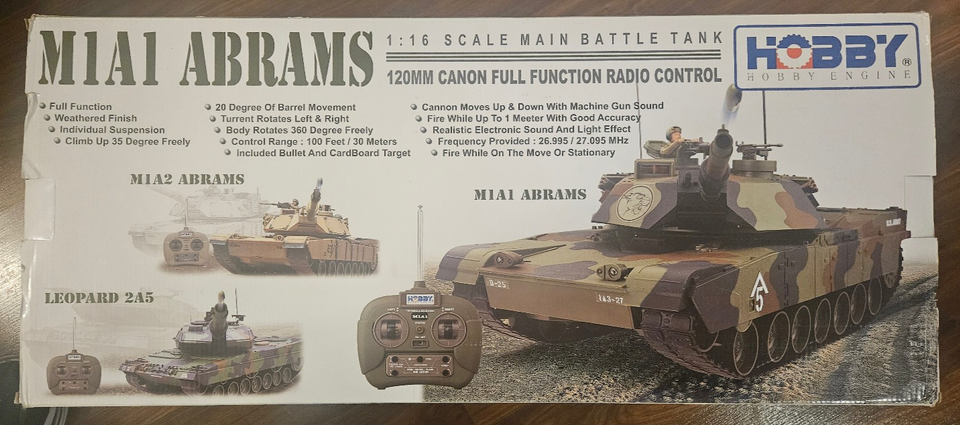 Hobby Engine R/C M1A1 Abrams 1/16 Scale Tank Euro Camo NEW w/ Battery ...