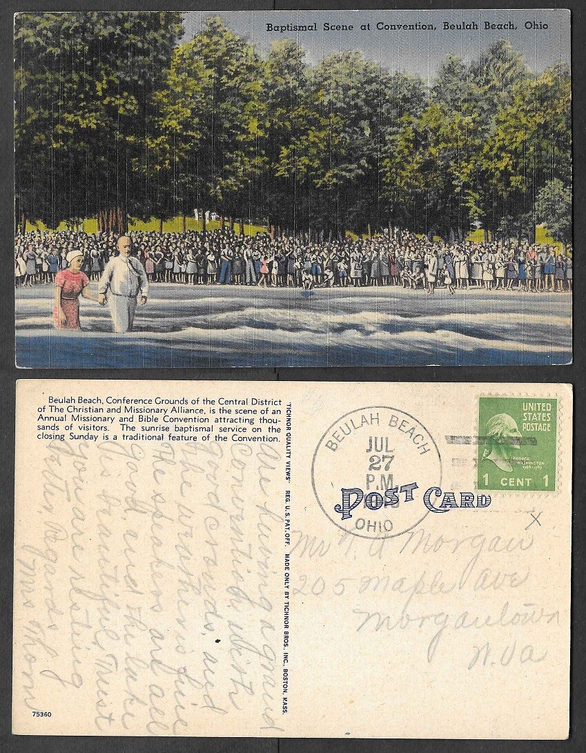 1946 Ohio Postcard - Beulah Beach - Baptism Scene at Convention | eBay UK