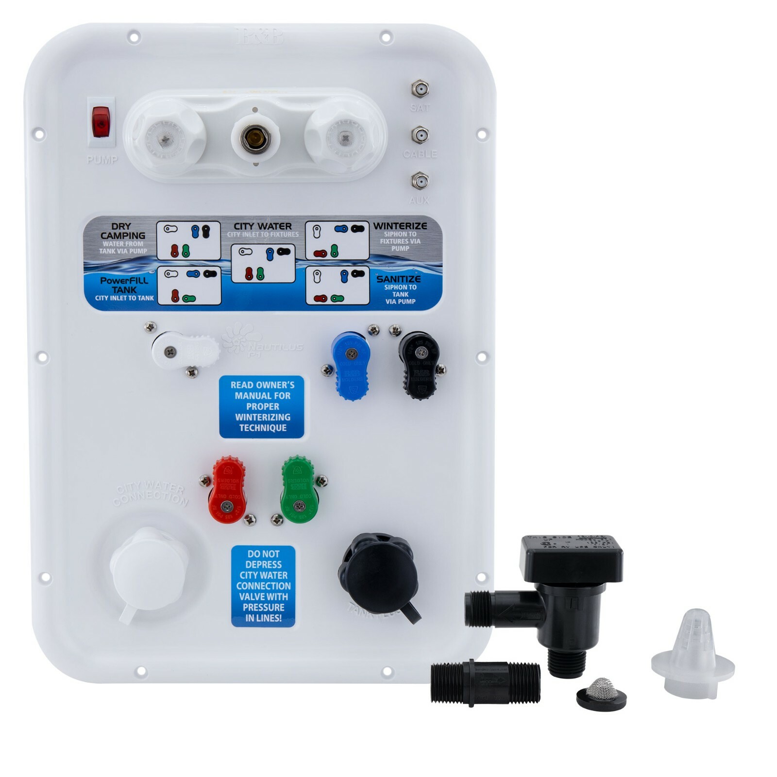 RecPro RV Nautilus P1 Water Management Panel 8-Function City Water Fill ...