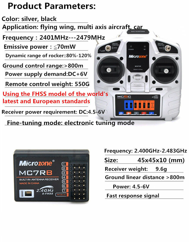 New MC6C 2.4GHZ 6CH RC Transmitter with Receiver Distance of 800-1500m ...