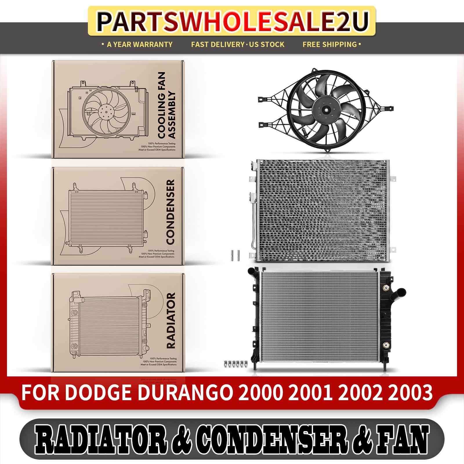 Radiator & AC Condenser & Cooling Fan Kit for Dodge Durango 00-03 4.7L ...
