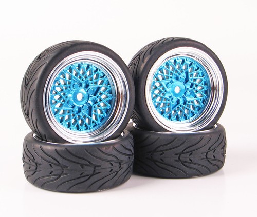 RC1/10 WHEELS & TIRES SET for Tamiya tt01 tt02 tt01e m06 m05 m03 Hpi ...