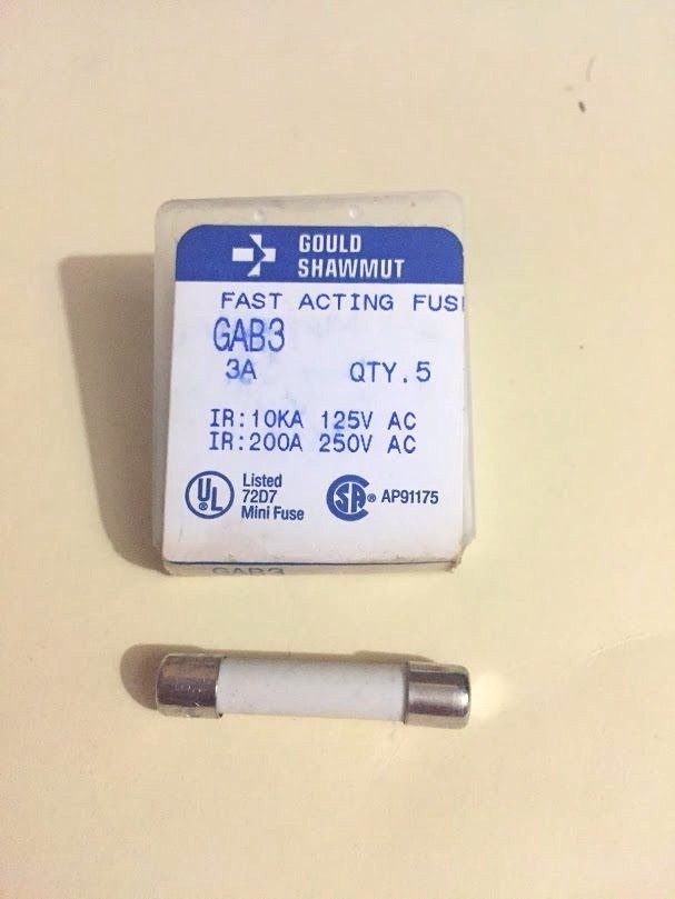 Mersen/Ferraz Shawmut, GAB3 1-1/4" Fuse, 250VAC, 3A Amps Qty. 5 Fuses ...
