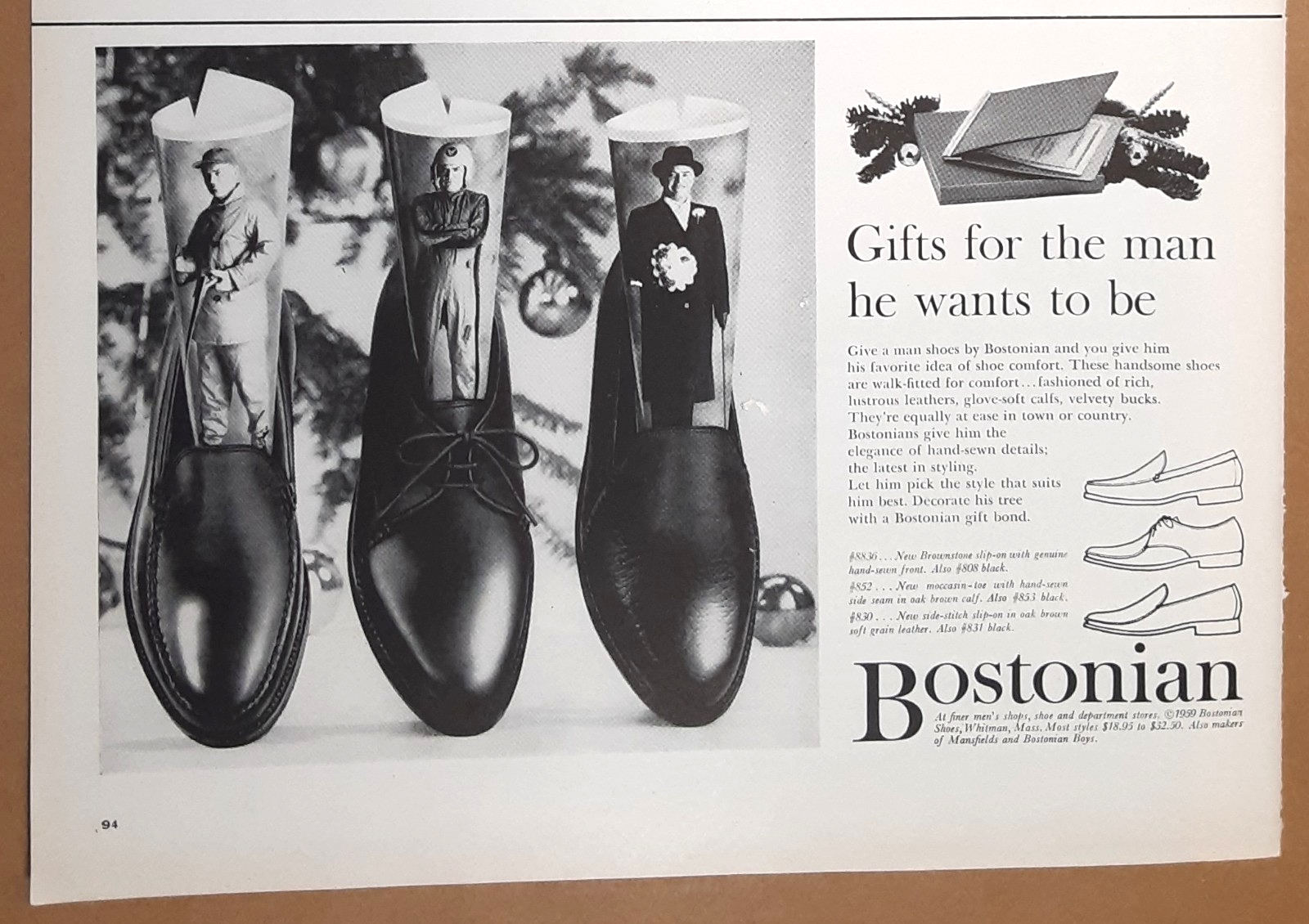 Vintage 1959 BOSTONIAN SHOES Magazine AD ~ CHRISTMAS | eBay