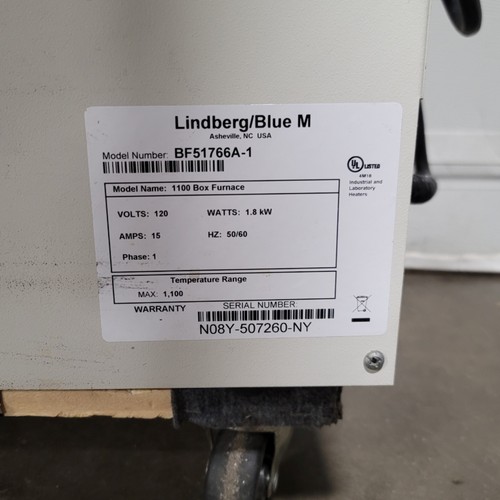 Lindberg Blue M BF51766A-1 Moldatherm Box Furnace 5.3L Cap 100-1100°C ...