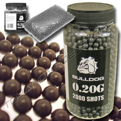 6mm BB Pellets 0.20g Black Airsoft Gun Ammo Smooth Polished Bulldog ...