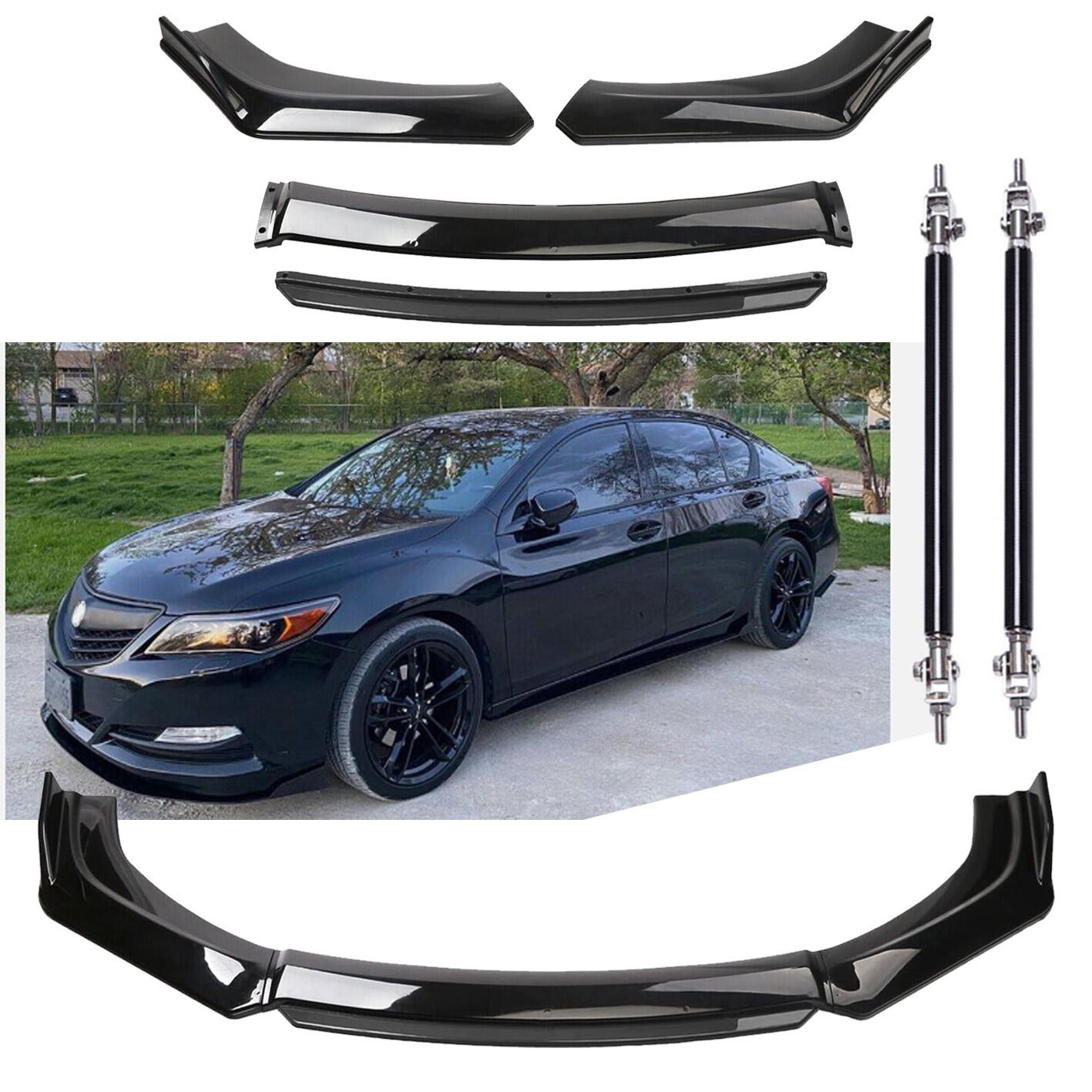 Front Bumper Lip Spoiler Splitter For Acura RLX 2014-2020 Body Kit ...
