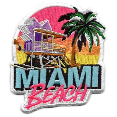 Miami Beach Florida Travel Patch Summer Lifeguard Stand Embroidered ...