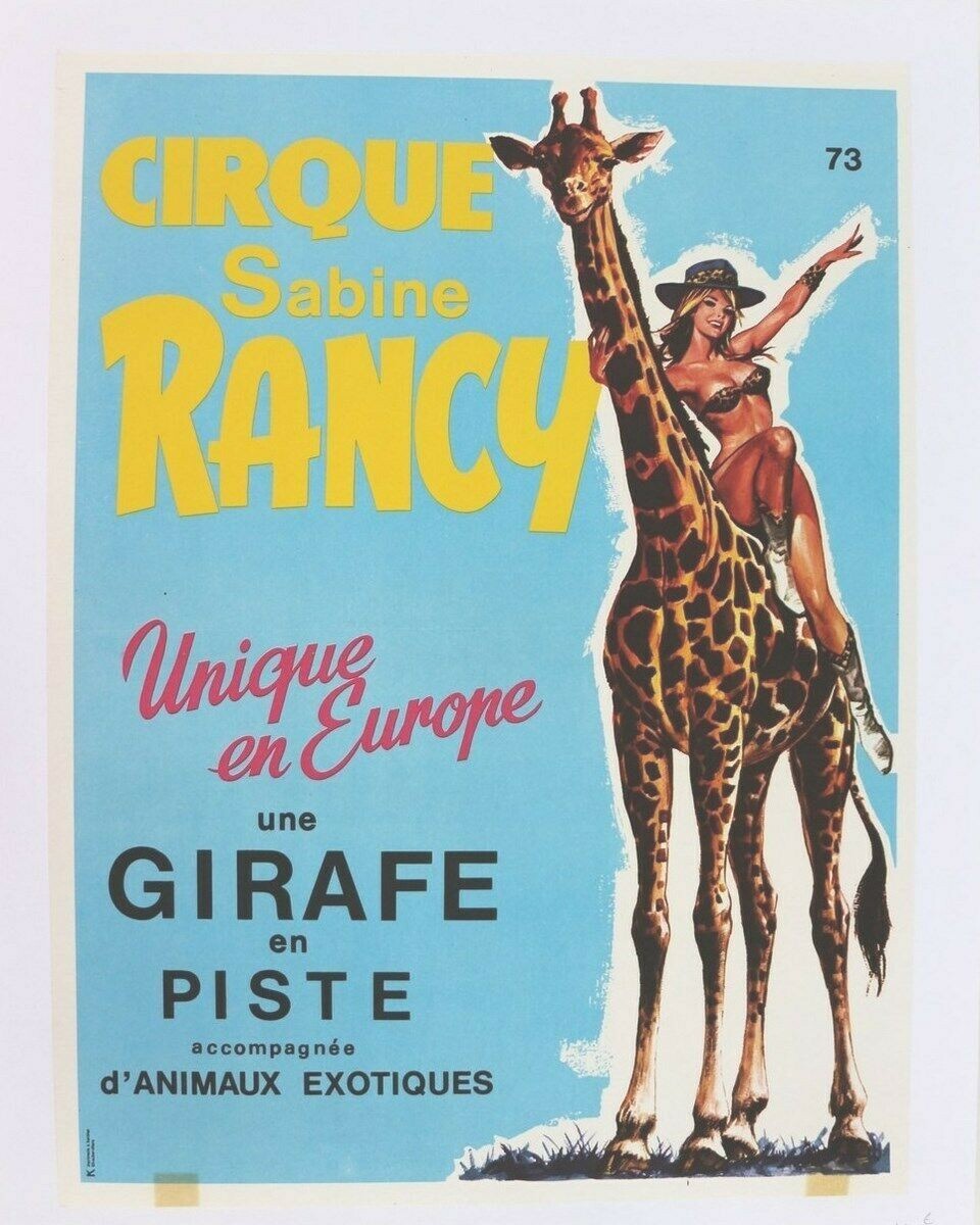 CIRQUE RANCY AFFICHE ORIGINALE SABINE RANCY GIRAFE PIN-UP animaux ...