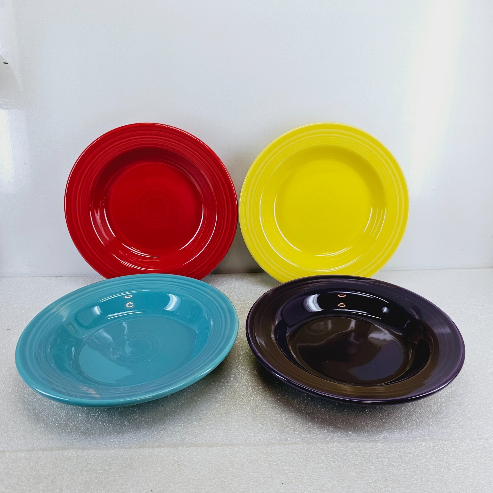 SET 4 RIM SOUP/SMALL PASTA BOWL scarlet sunflower turquoise mulberry ...