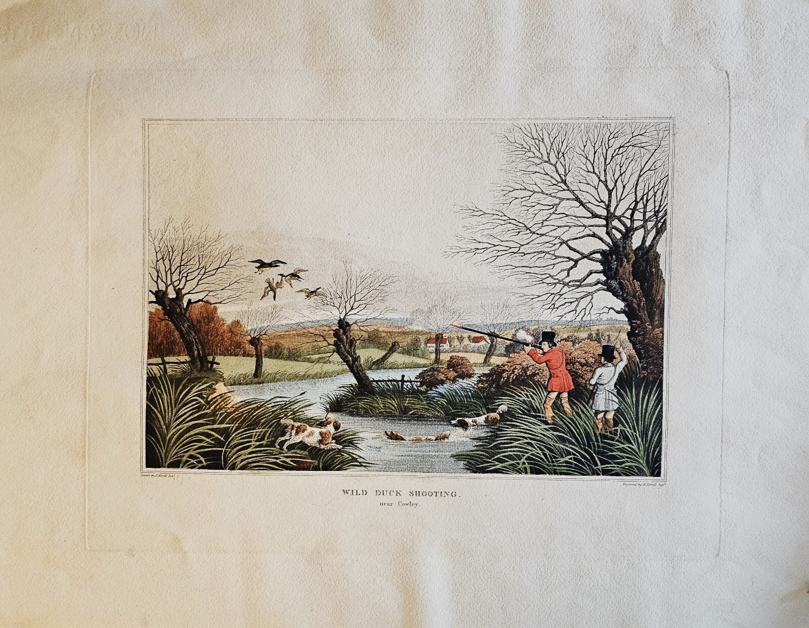 ROBERT HAVELL JR. Hand tinted WILD DUCK SHOOTING NEAR COWLEY Aquatint ...