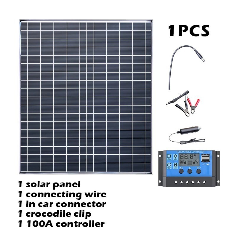 1000W 12V Photovoltaic Solar Panel Power Bank Kits 20W/H 100A ...