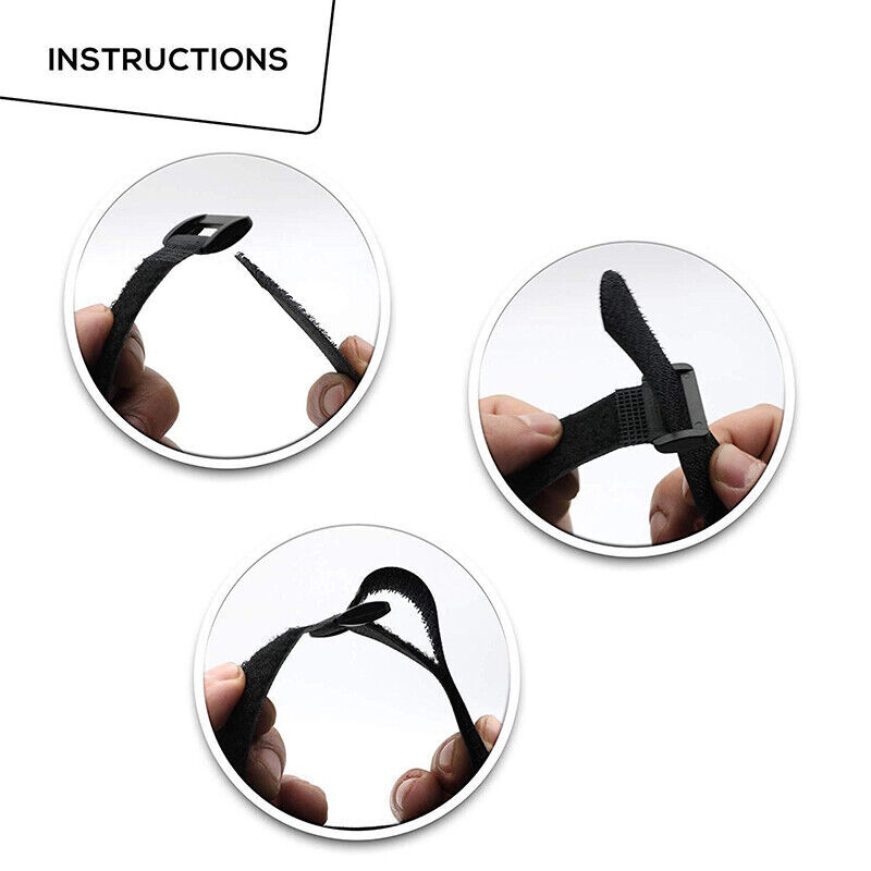 10pcs 3/4" Black Wrap Cable Ties Wire Cord Straps Reusable Hook & Loop ...