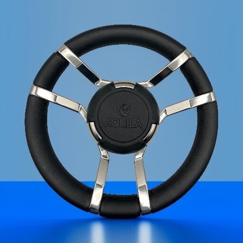 Gussi Italia Boat Steering Wheel Stainless Steel Spoke Leather Rim ...