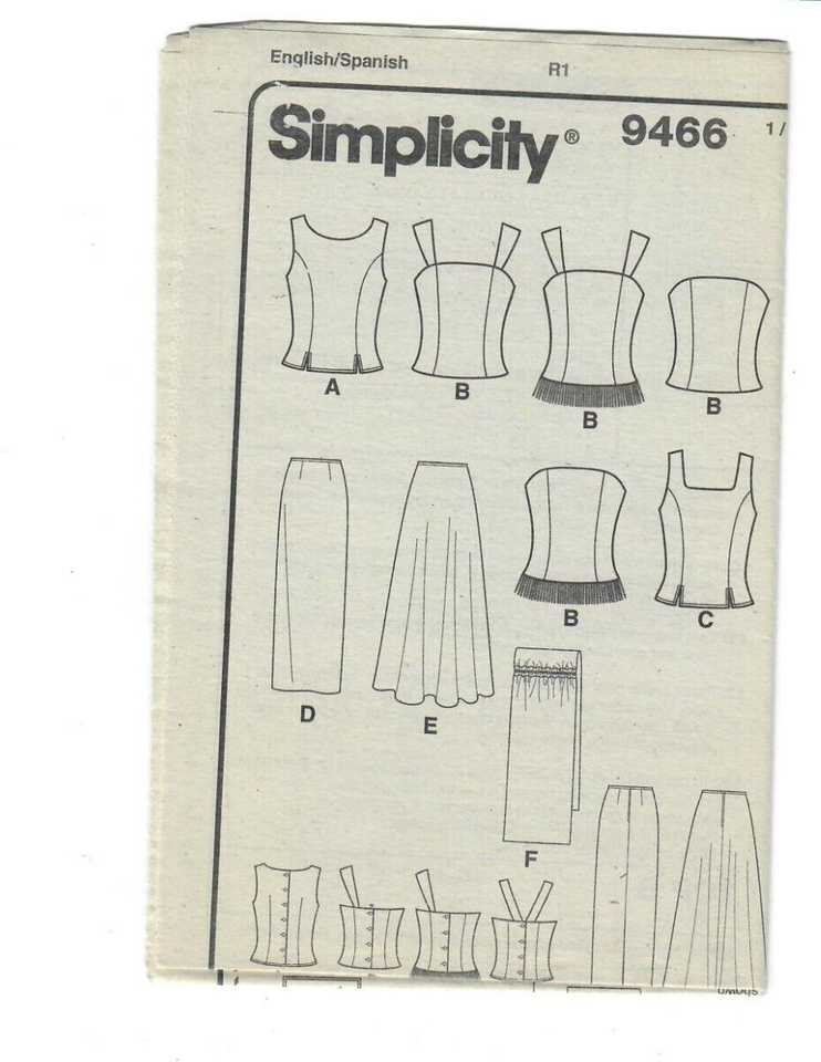 Simplicity Sewing Pattern 9466 Misses Evening Semi-fitted Top Skirts ...