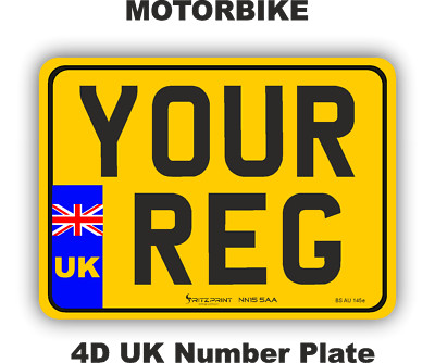 4D Motorcycle Motorbike number plate Gloss Matte Digits Road Legal 9x7 ...