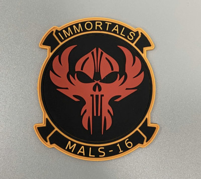 4" MARINE CORPS MALS-16 IMMORTALS PVC SQUADRON EMBROIDERED PATCH PVC ...