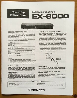 Pioneer EX-9000 Dynamic Expander - Owners Manual & Operating ...