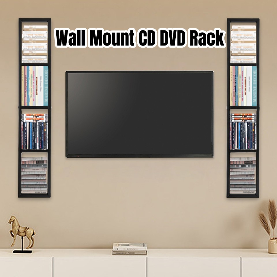 2x Floating Shelf Wall Mount CD DVD Rack Media Storage Organizer ...