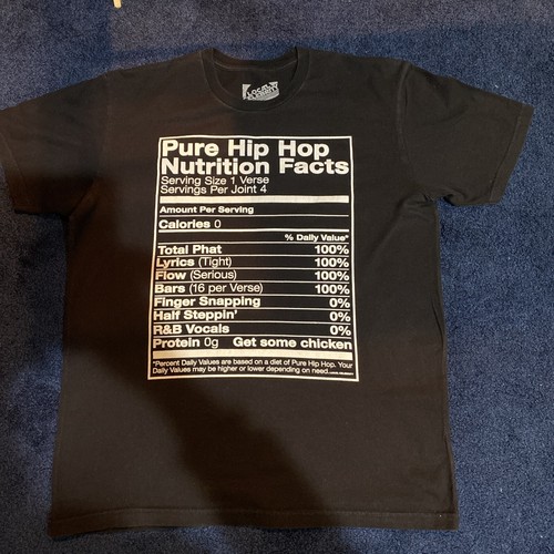 Rap Tee Shirt Pure Hip Hop Nutritional Facts Old School Rap Band mens ...
